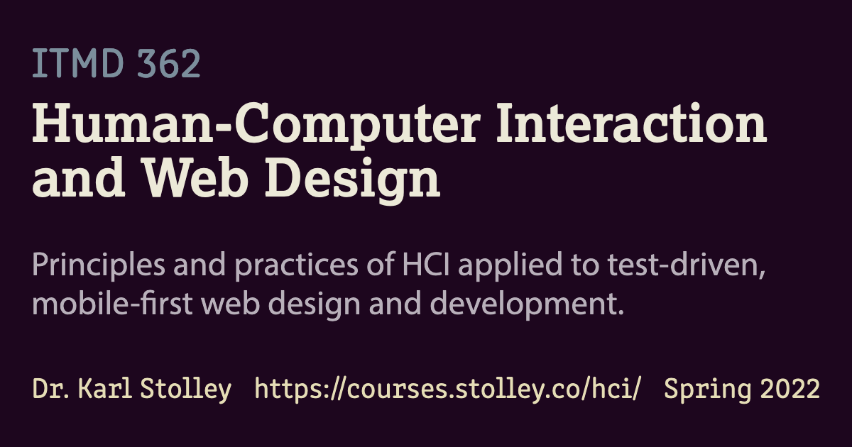 ITMD 362: Course Calendar
